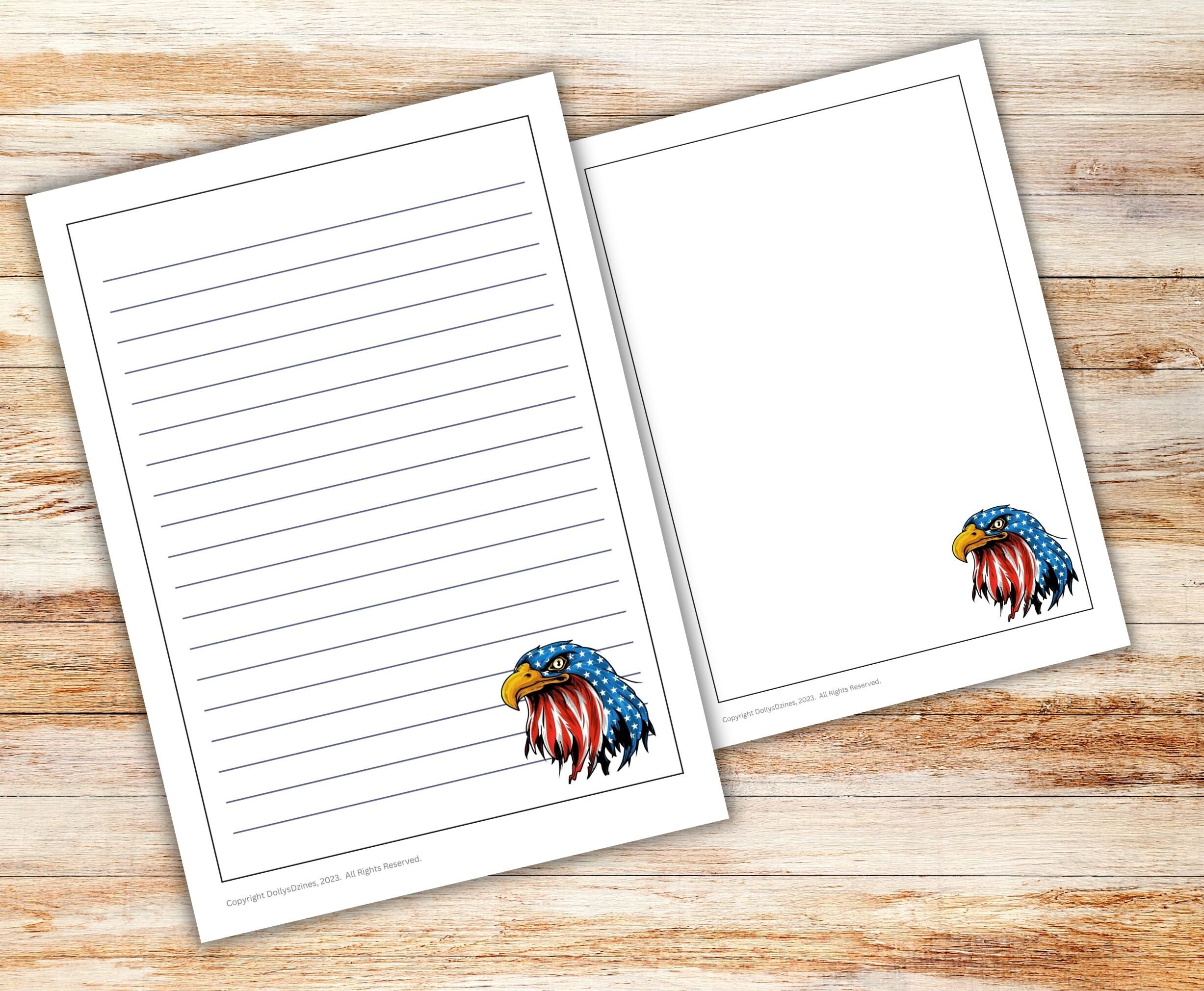 Patriotic Eagle Printable Stationary Set With Envelope, Writing Paper ...