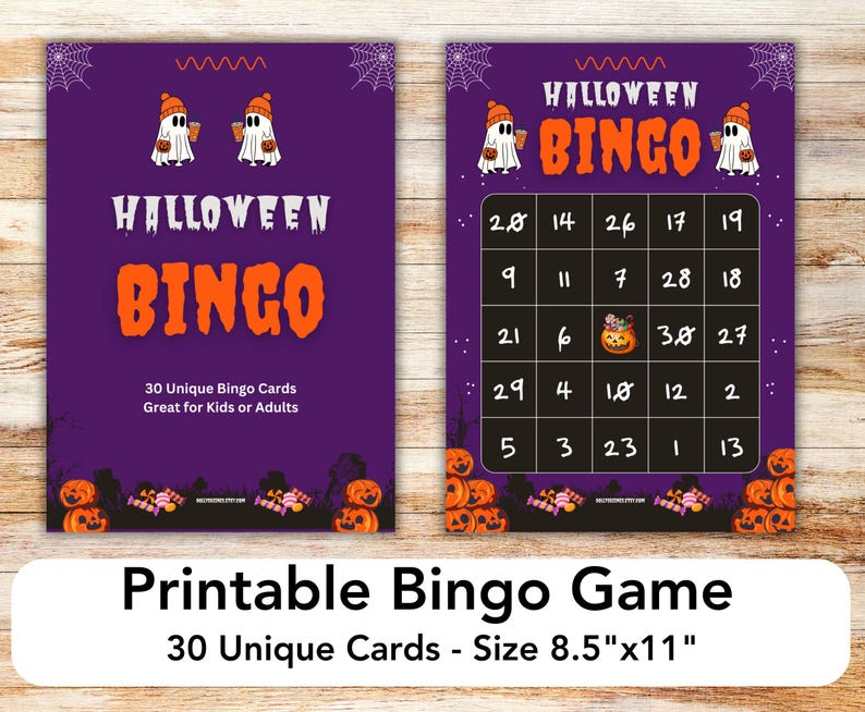 Halloween Bingo, PRINTABLE, 30 Bingo Cards, Kids Game, Adults Game, Fun ...