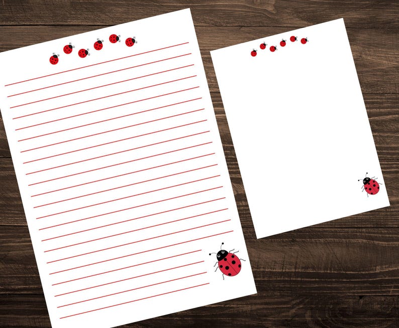 Ladybug Printable Stationary Set With Envelope Printable Stationary ...
