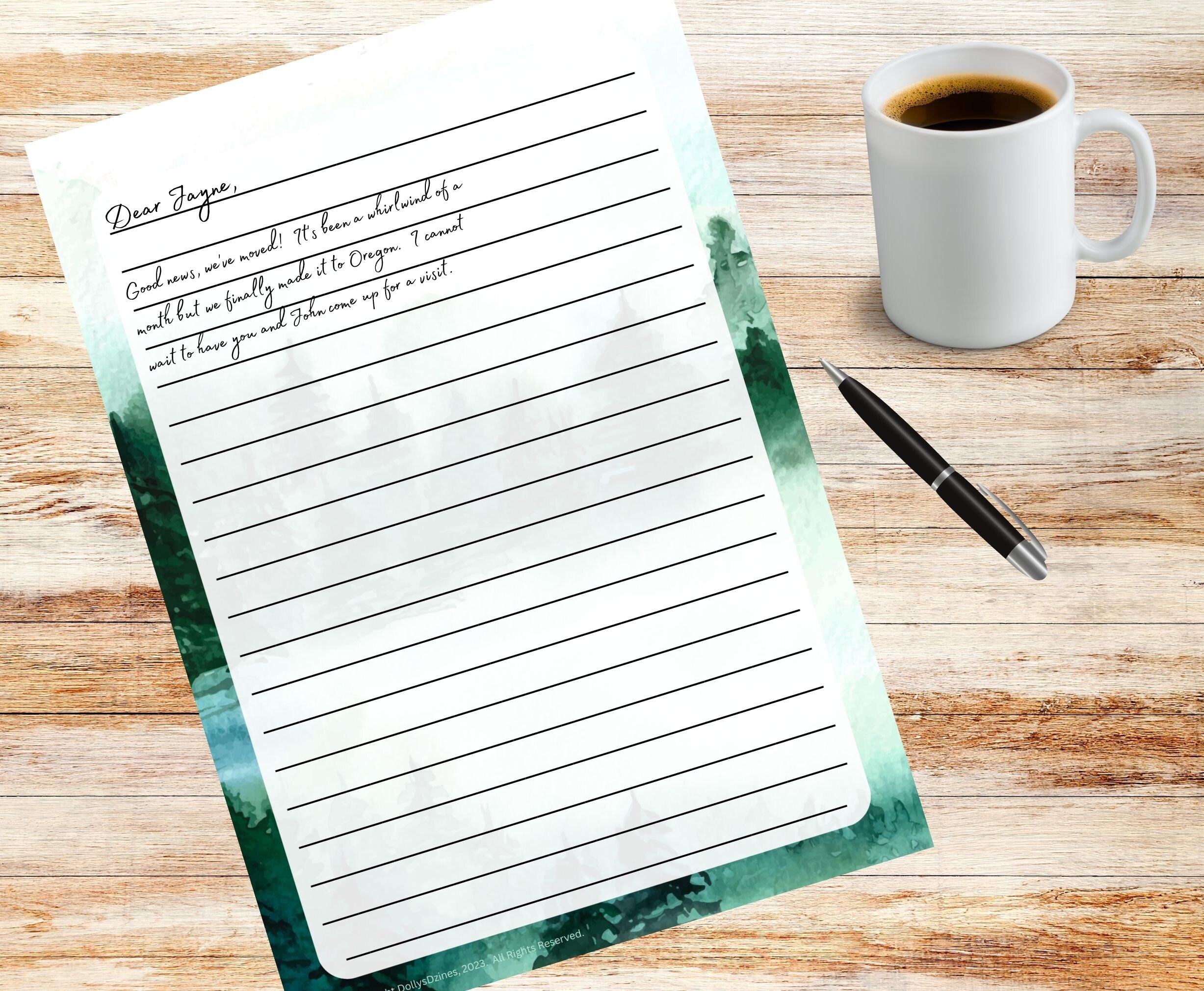 Forest Printable Stationary Set With Envelope, Writing Paper, US Letter ...