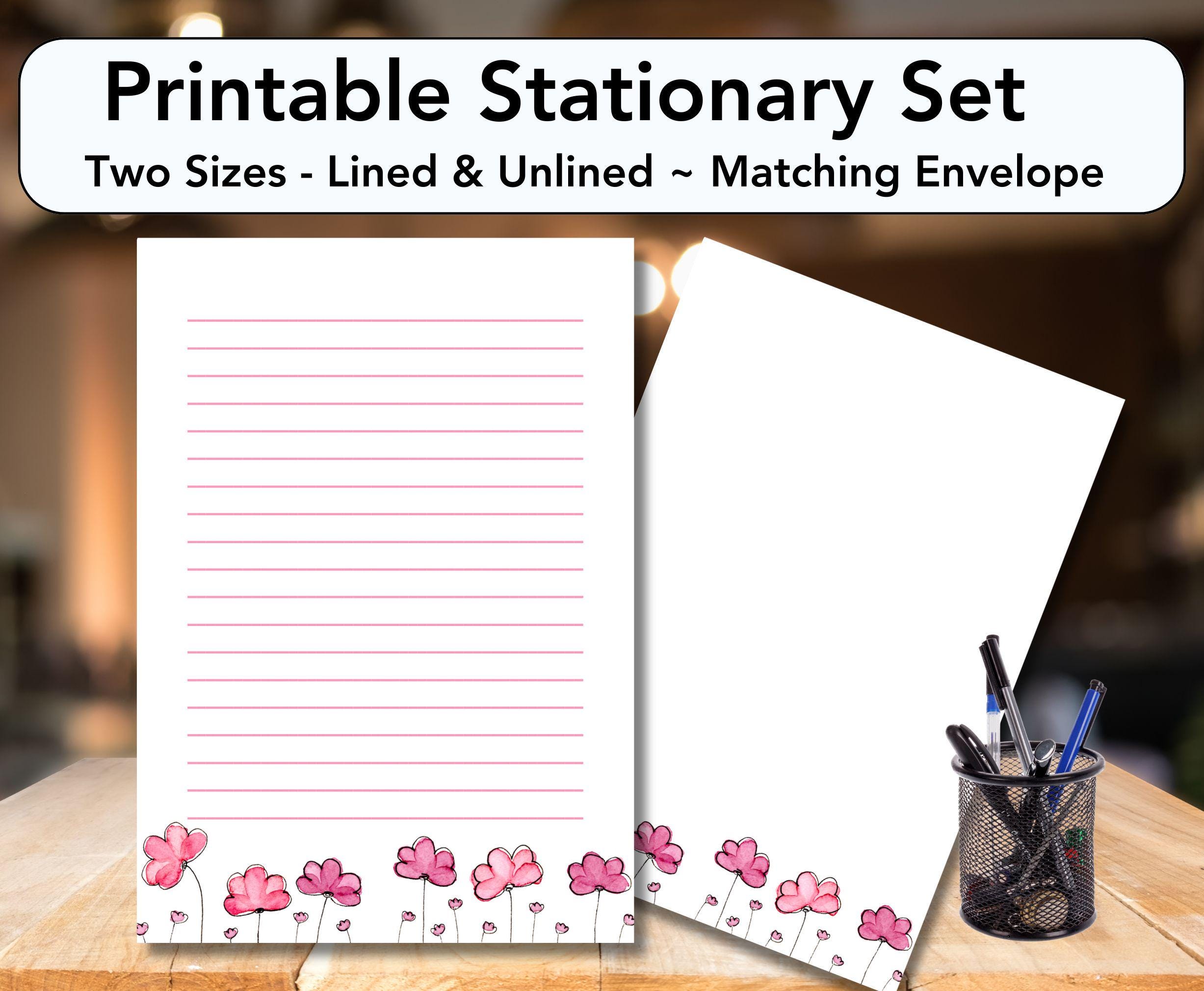 Pretty in Pink Flower PRINTABLE Stationery Writing Paper Stationary ...