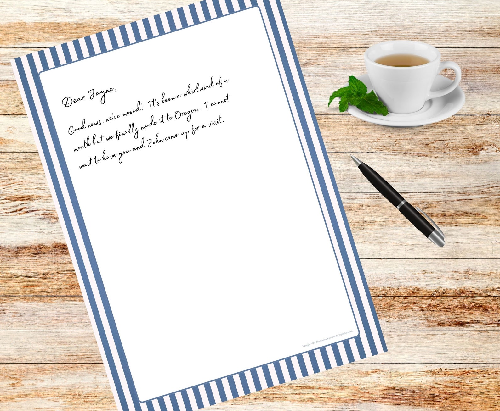 Blue Stripe PRINTABLE Stationery Writing Paper Stationary Letter ...