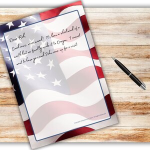 American Flag Printable Stationary Set With Envelope, Writing Paper, US ...