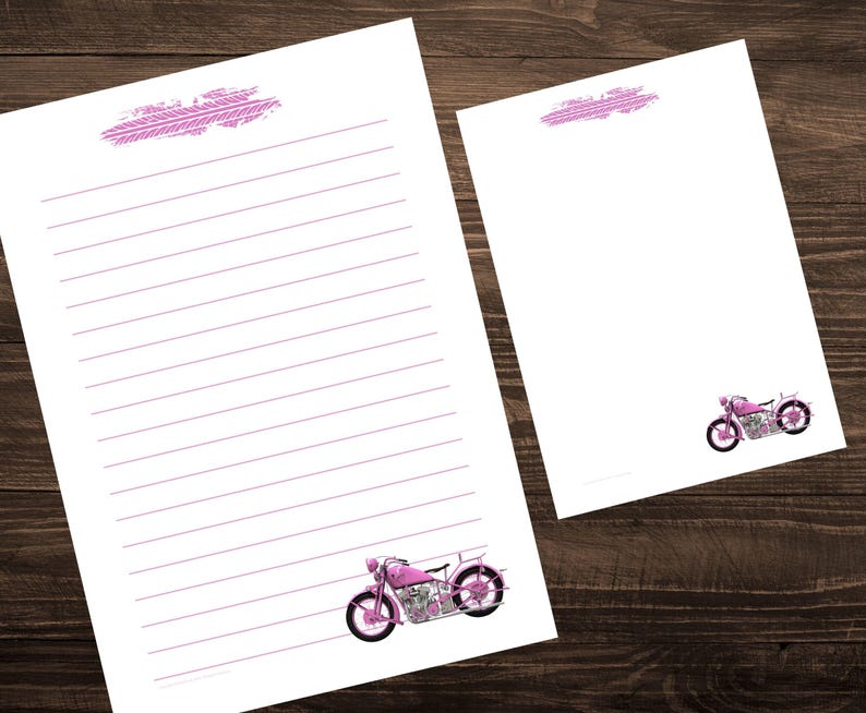 Pink Harley PRINTABLE Stationery Writing Paper Stationary Letter Lined ...