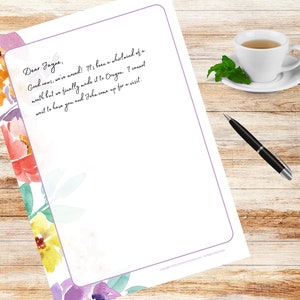Spring Watercolor PRINTABLE Stationary Set With Envelope Printable ...