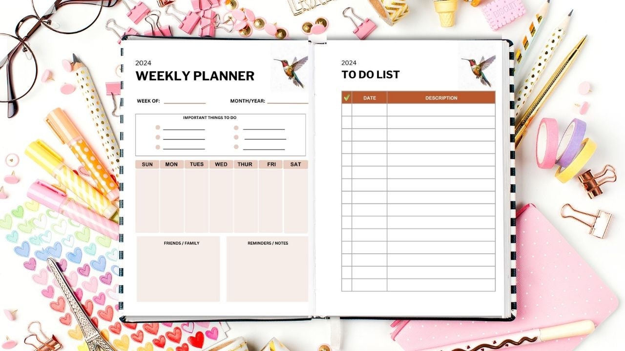 2024 Planner 2024 Calendar 2024 Hummingbird Planner 2024 Calendar ...