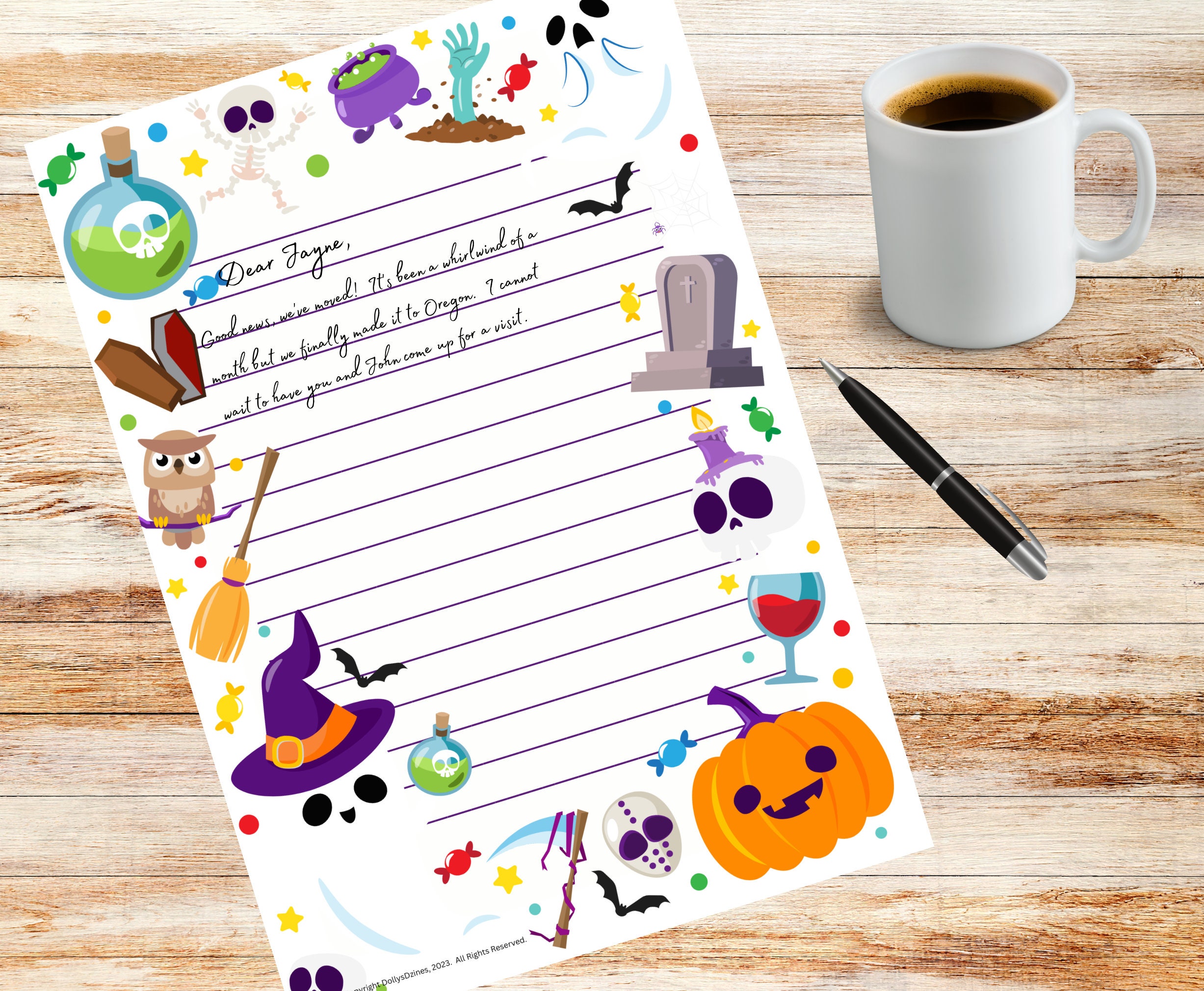 Halloween Printable Stationary Set With Envelope, Writing Paper, US ...