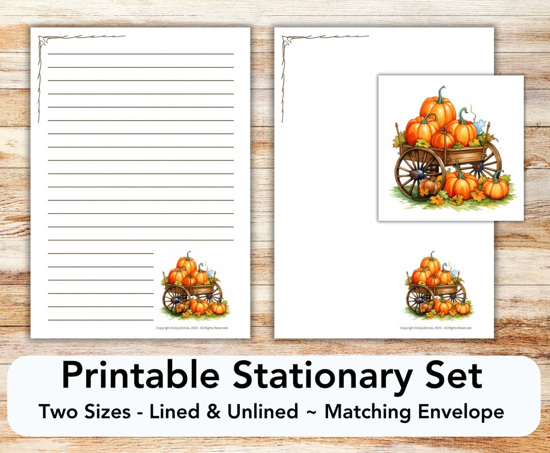 Pumpkins Printable Stationery Set With Envelope, Writing Paper, US ...