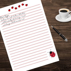 Ladybug Printable Stationary Set With Envelope Printable Stationary ...