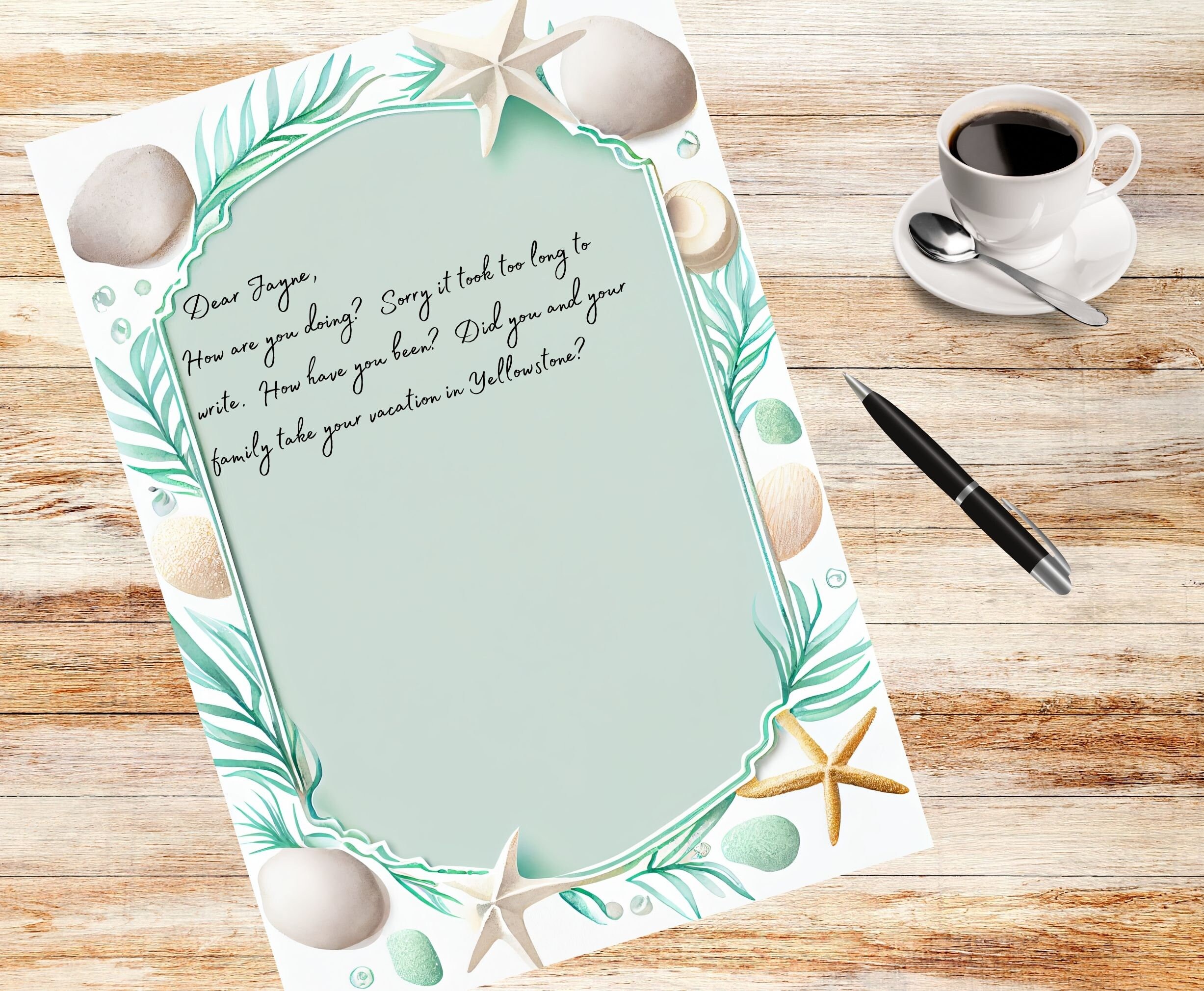 Seashell Printable Stationary Set With Envelope, Writing Paper, US ...