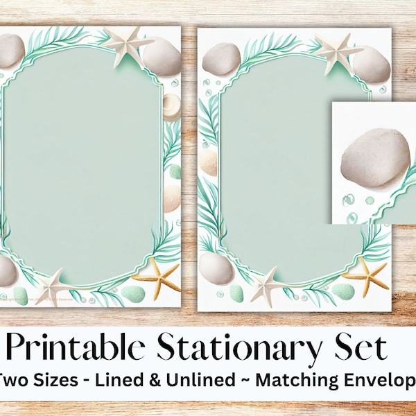 Seashell Stationary Printable - Etsy