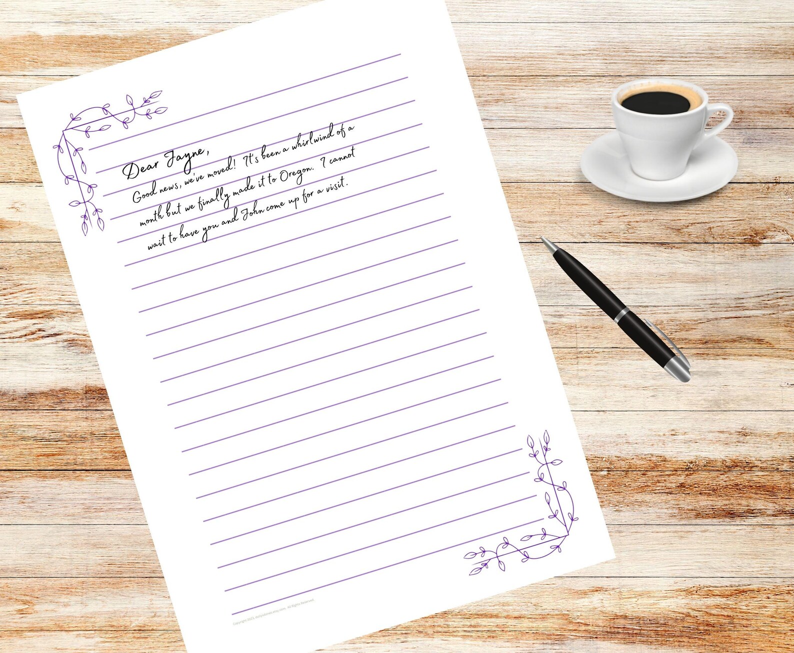 Purple Leaves PRINTABLE Stationery Writing Paper Stationary Letter ...