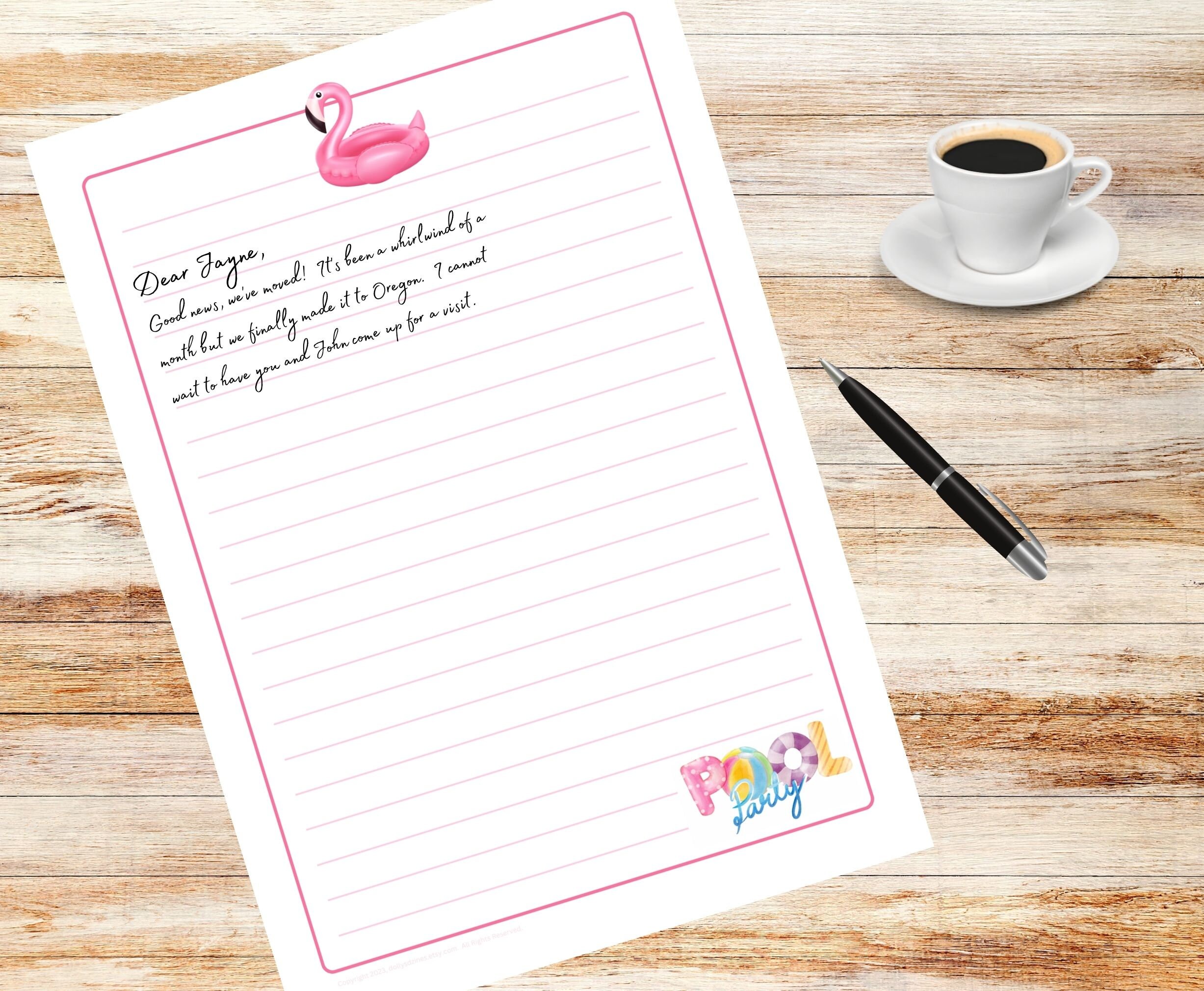Pool Party PRINTABLE Stationary Set With Envelope Printable Stationary ...