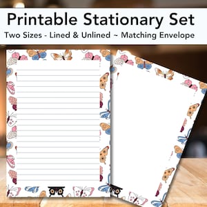 Butterflies PRINTABLE Stationery Writing Paper Stationary Letter Lined ...
