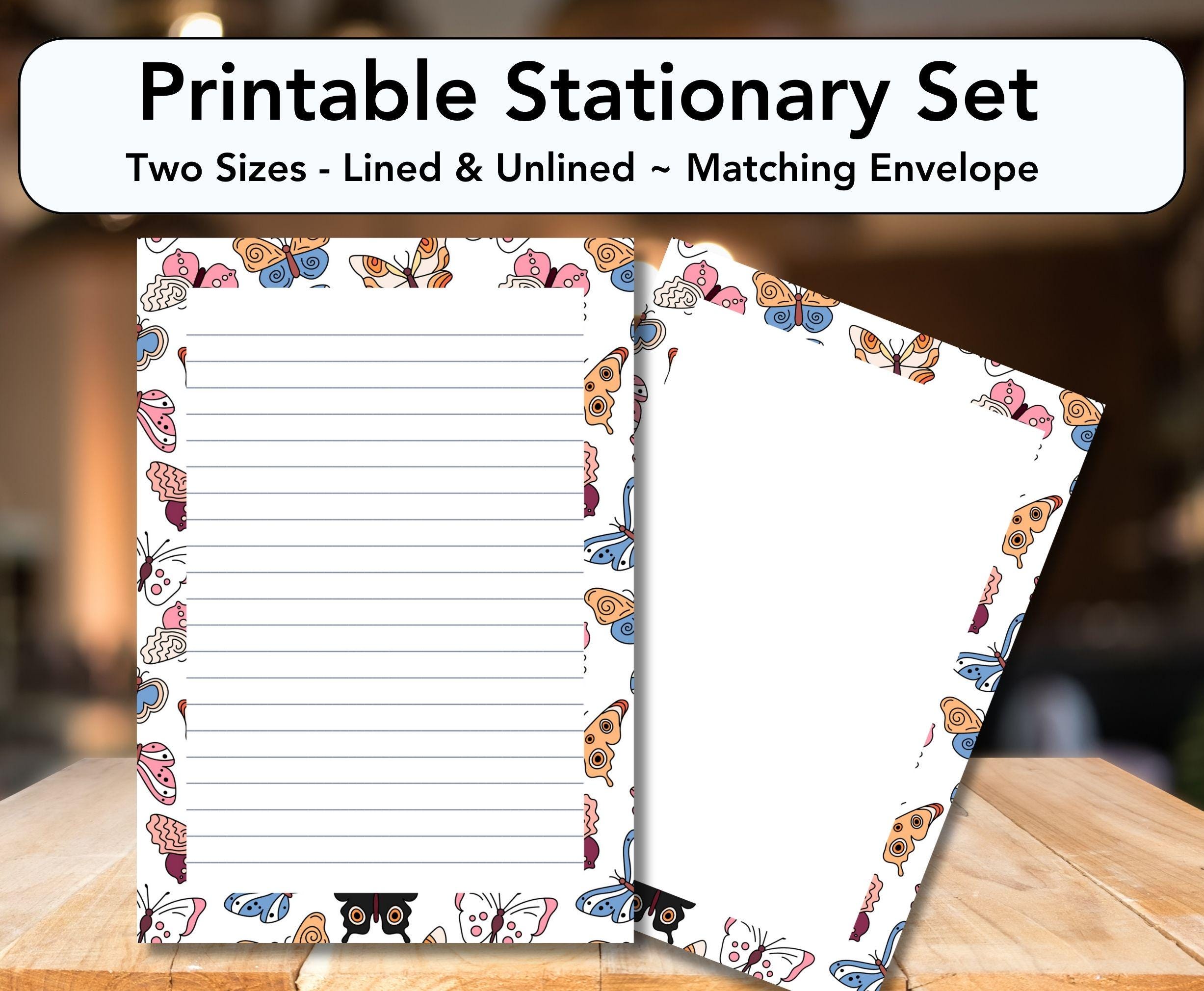 Butterflies PRINTABLE Stationery Writing Paper Stationary Letter Lined ...