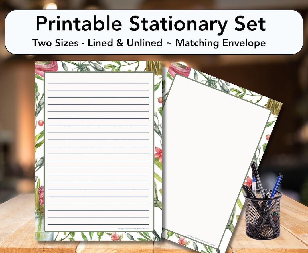 Floral Gardening PRINTABLE Stationery Writing Paper Stationary Letter ...