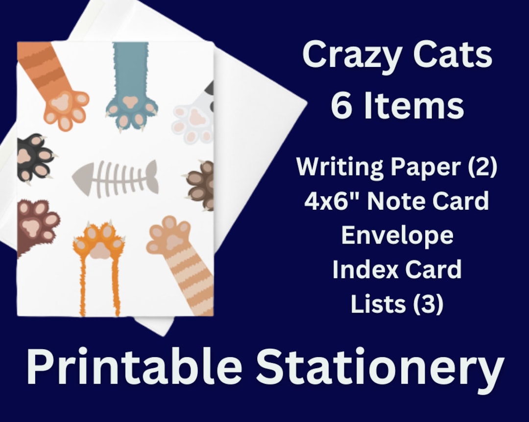Cats Printable Stationary With Envelope, Printable Writing Paper, Note ...