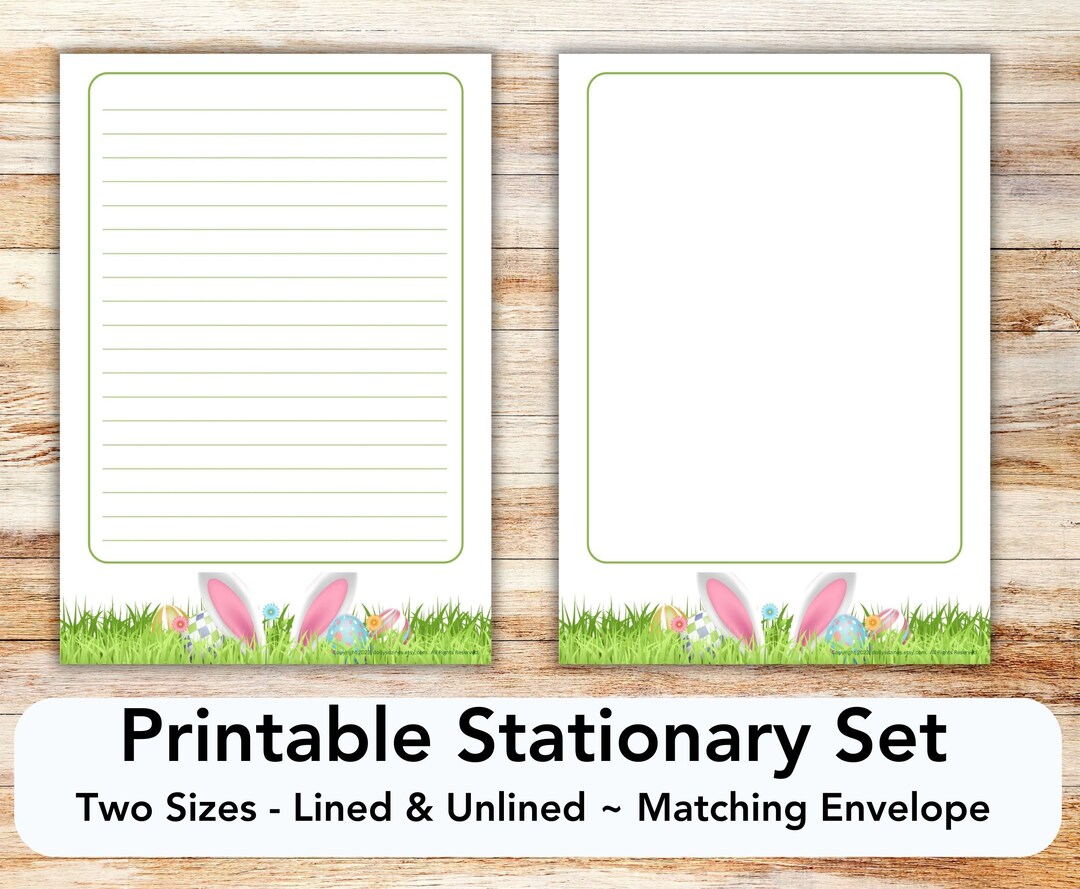 Easter Bunny PRINTABLE Stationary Set With Envelope Printable ...
