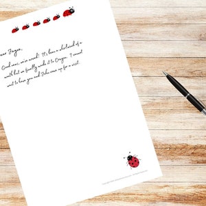 Ladybug Printable Stationary Set With Envelope Printable Stationary ...