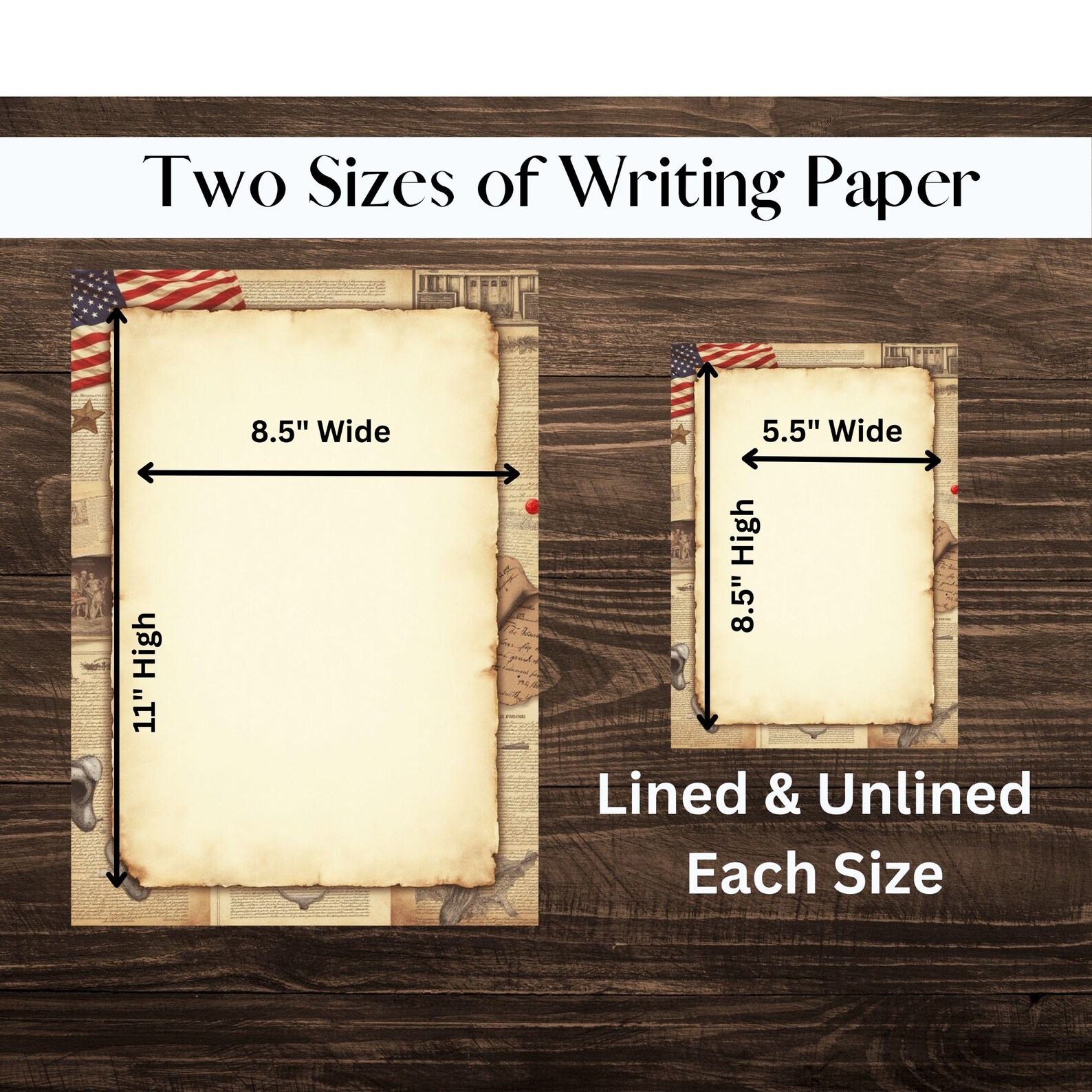 Patriotic PRINTABLE Stationery Writing Paper Stationary Lined Unlined ...