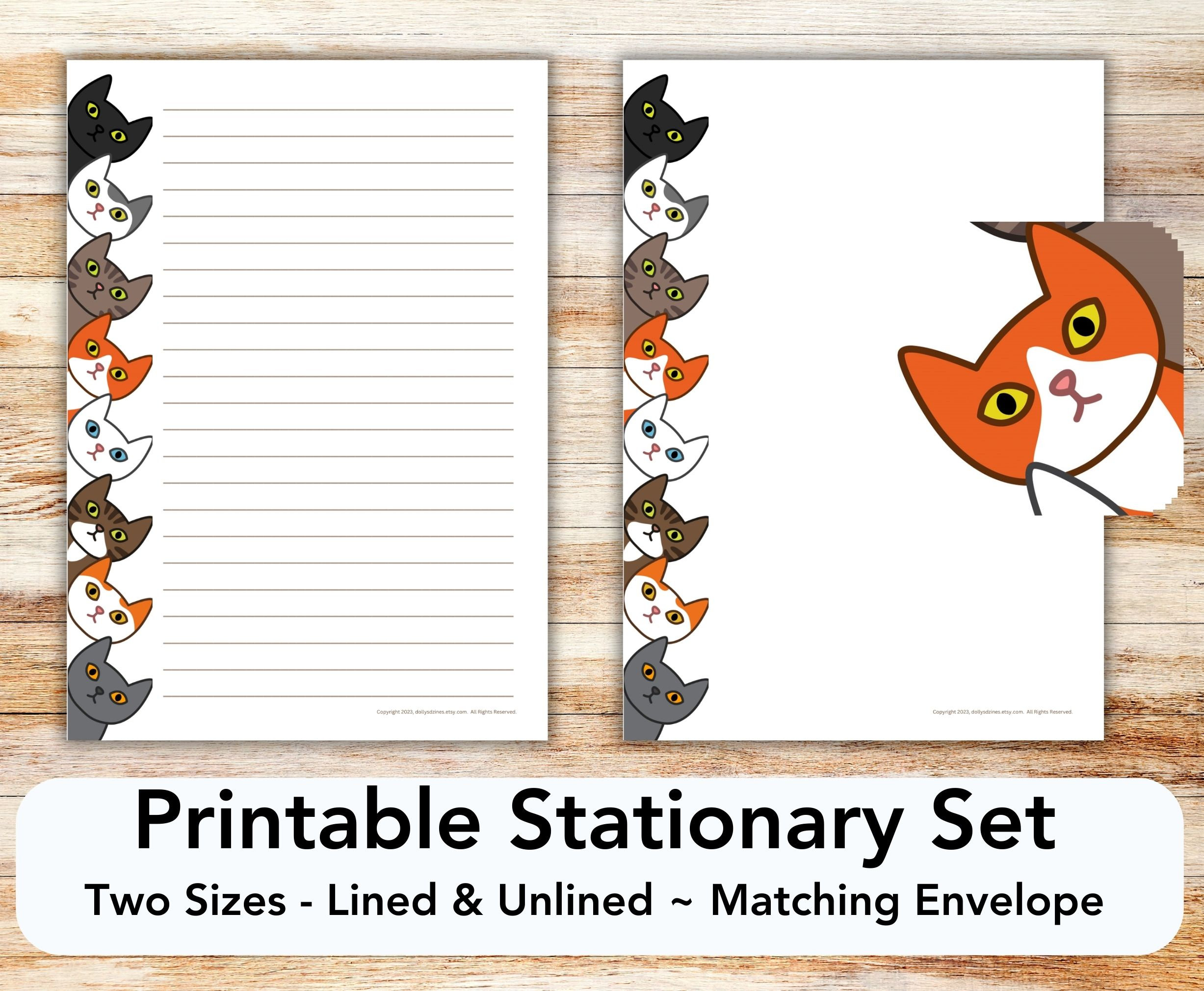 Cats PRINTABLE Stationary Set With Envelope Printable Stationary Paper ...