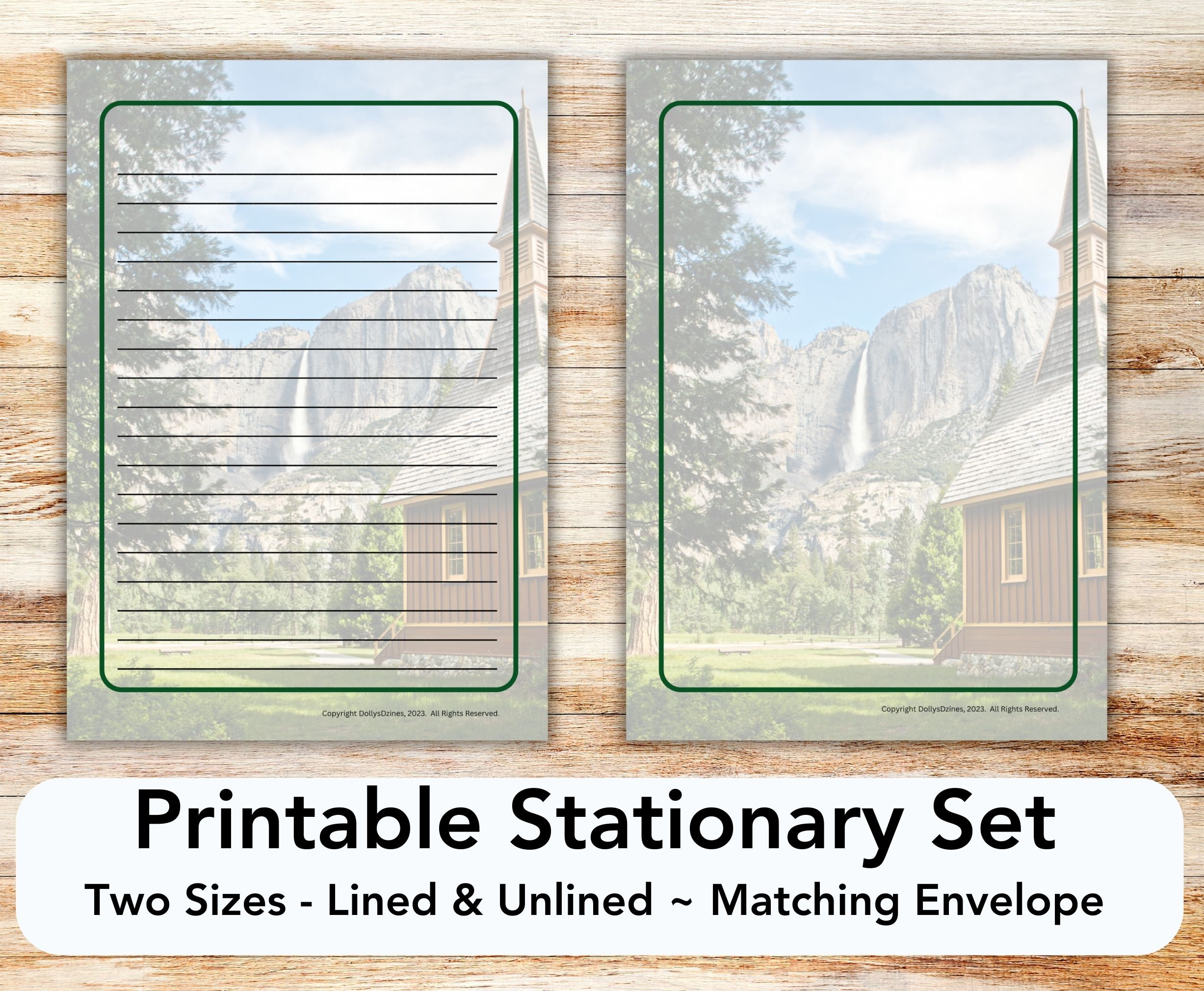 Yosemite Printable Stationery Set W Envelope, Writing Paper, US Letter ...
