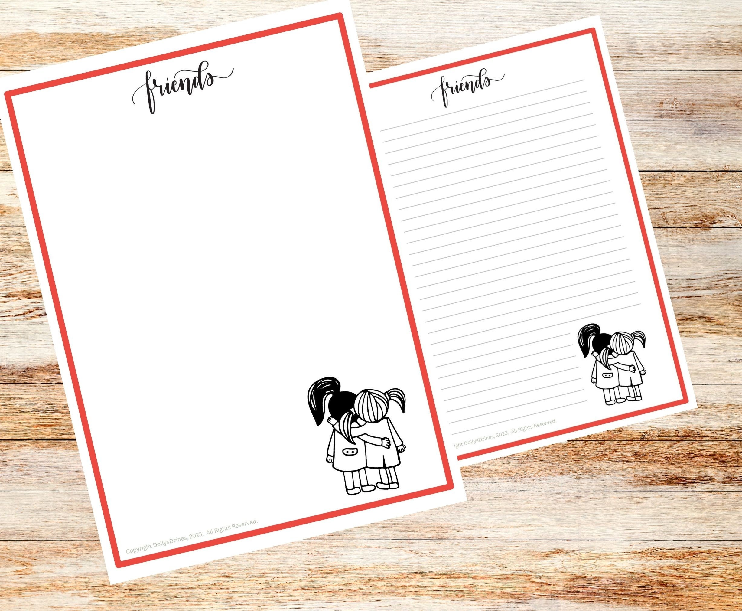 Friends Printable Stationary Set With Envelope, Writing Paper, US ...