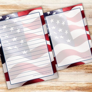 American Flag Printable Stationary Set With Envelope, Writing Paper, US ...