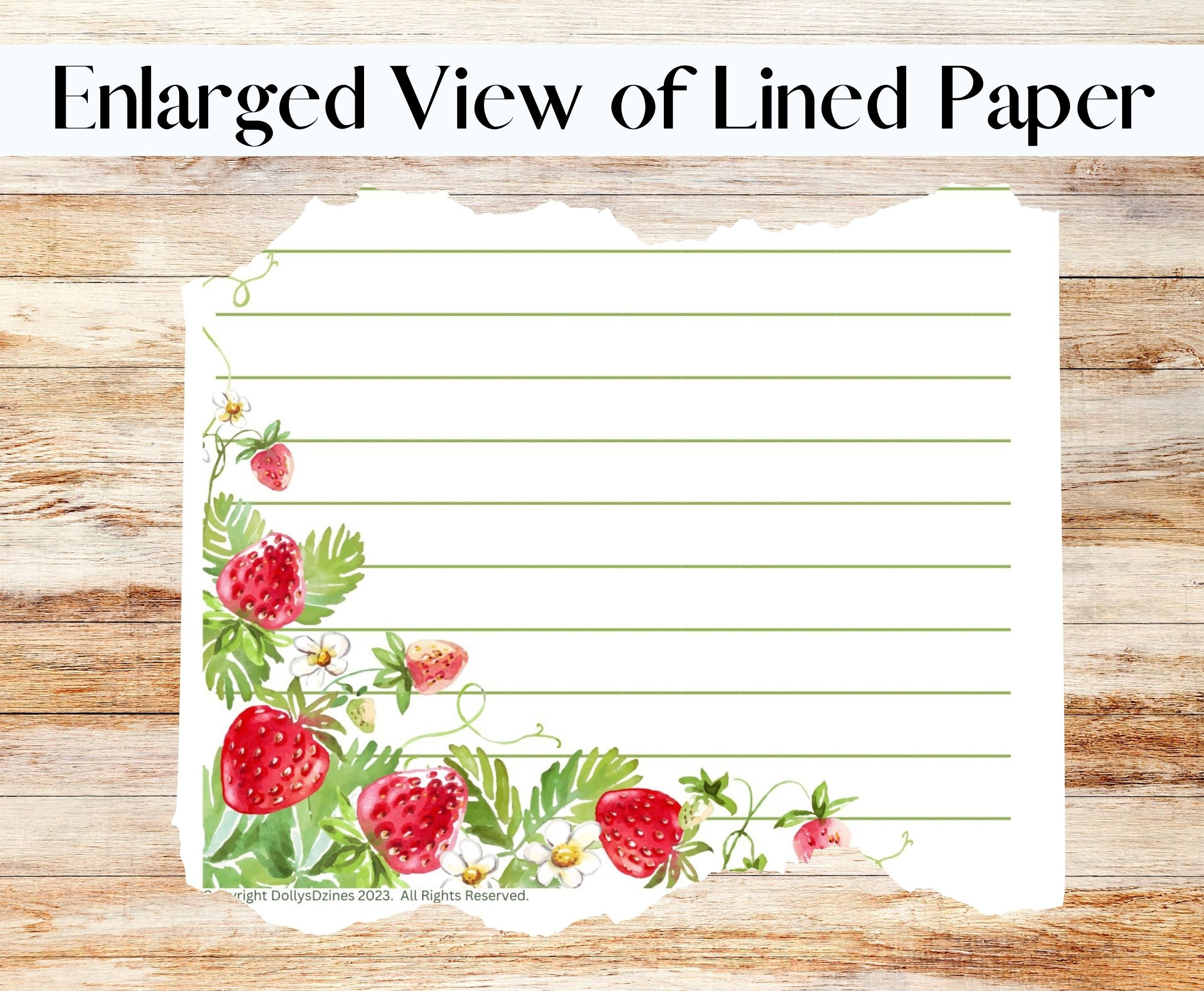Strawberries Printable Stationary Set With Envelope, Writing Paper, US ...