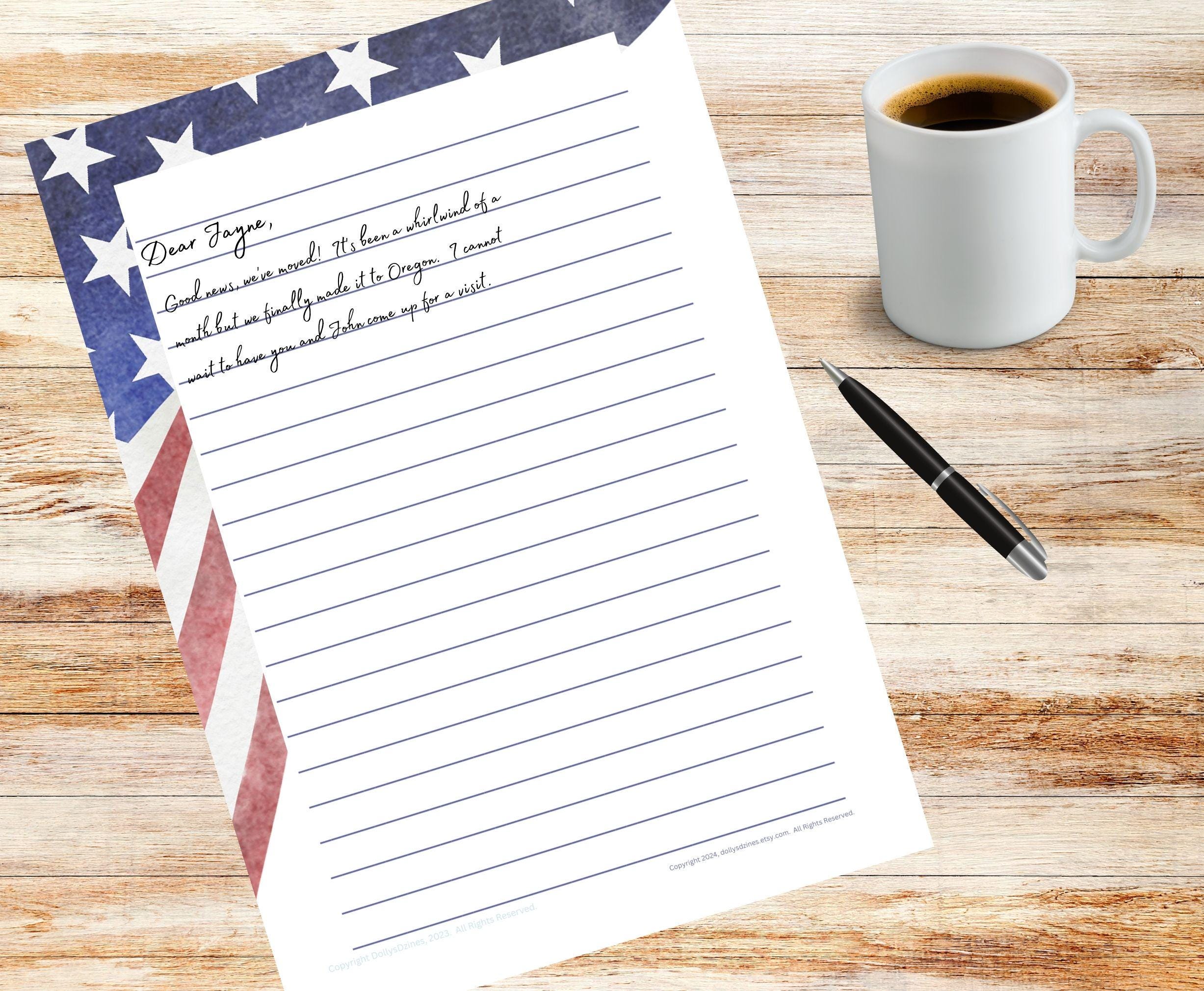 American Flag PRINTABLE Stationery Writing Paper Stationary Letter ...
