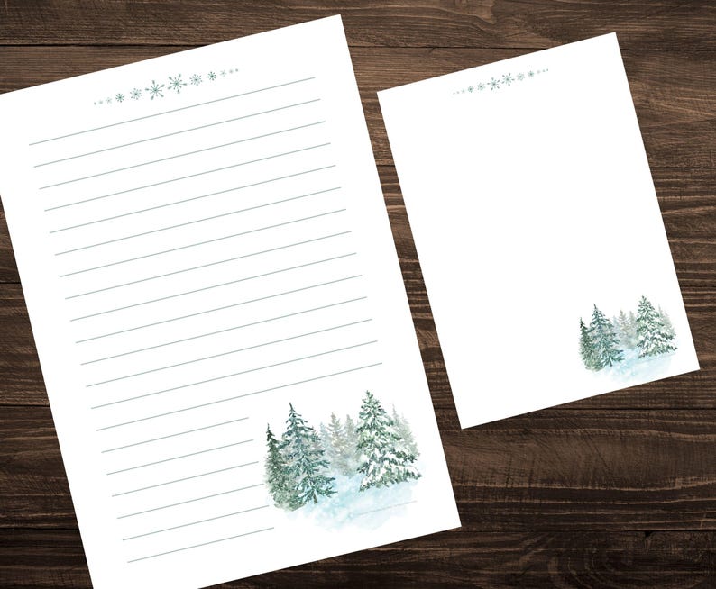 Pine Tree PRINTABLE Stationery Writing Paper Stationary Letter Lined ...