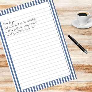 Blue Stripe PRINTABLE Stationery Writing Paper Stationary Letter ...