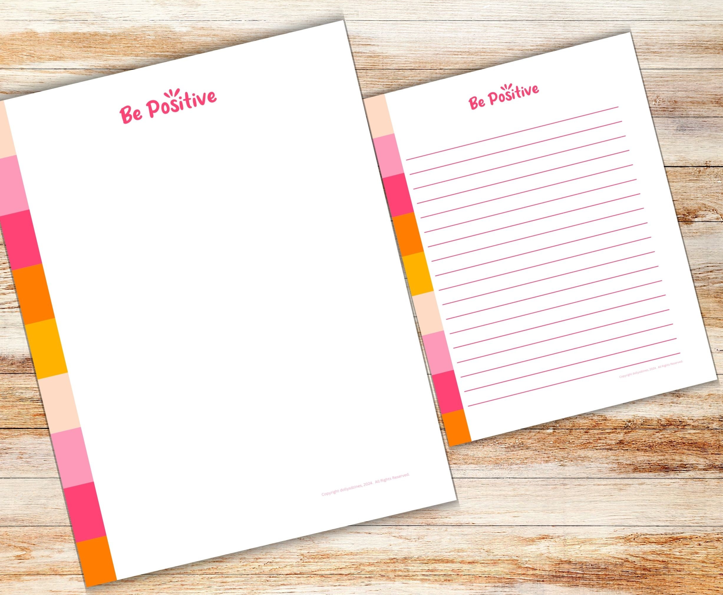 Be Positive PRINTABLE Stationery Writing Paper Stationary Letter ...