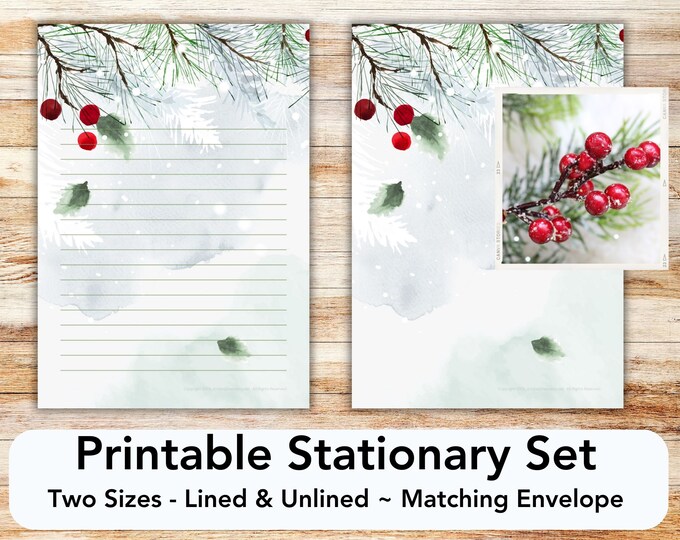 Printable Christmas Stationery Digital Download 8.5x11 Instant Editable ...