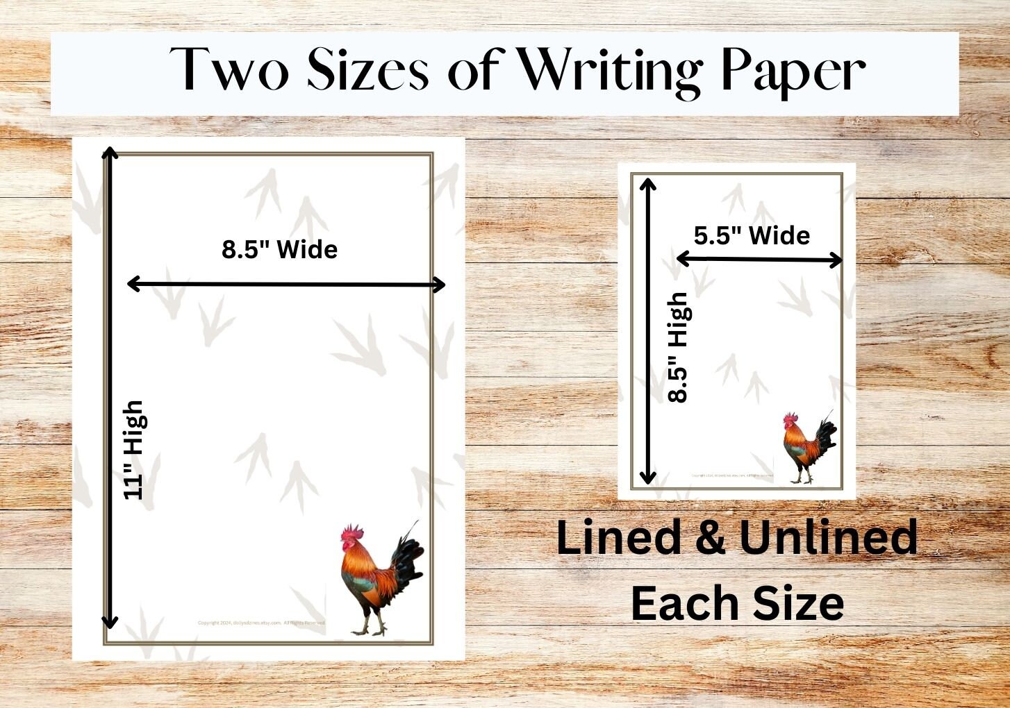 Rooster Printable Stationary Set With Envelope Writing Paper US Letter ...