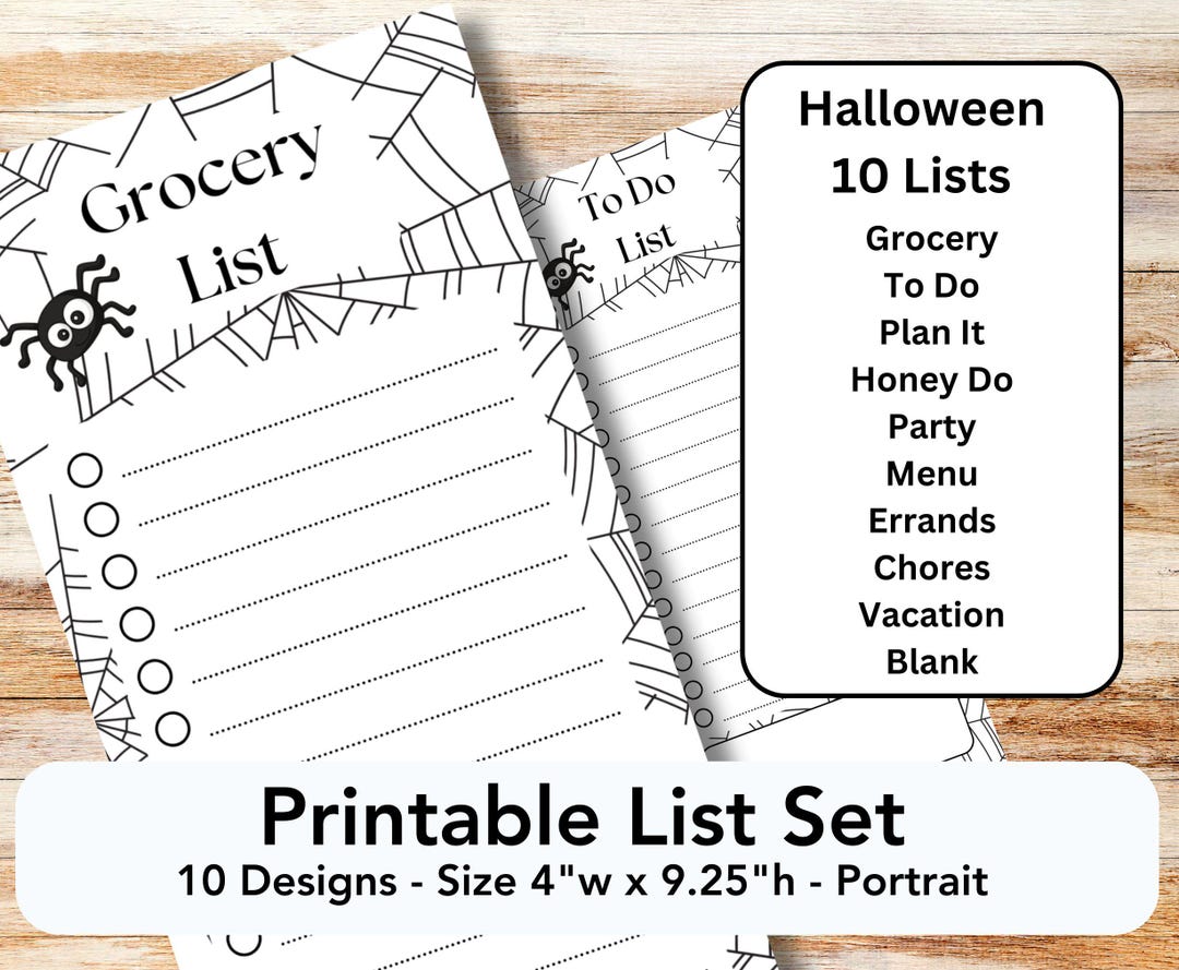 Halloween PRINTABLE Lists, Grocery List, Shopping, to Do, Honey Do List ...