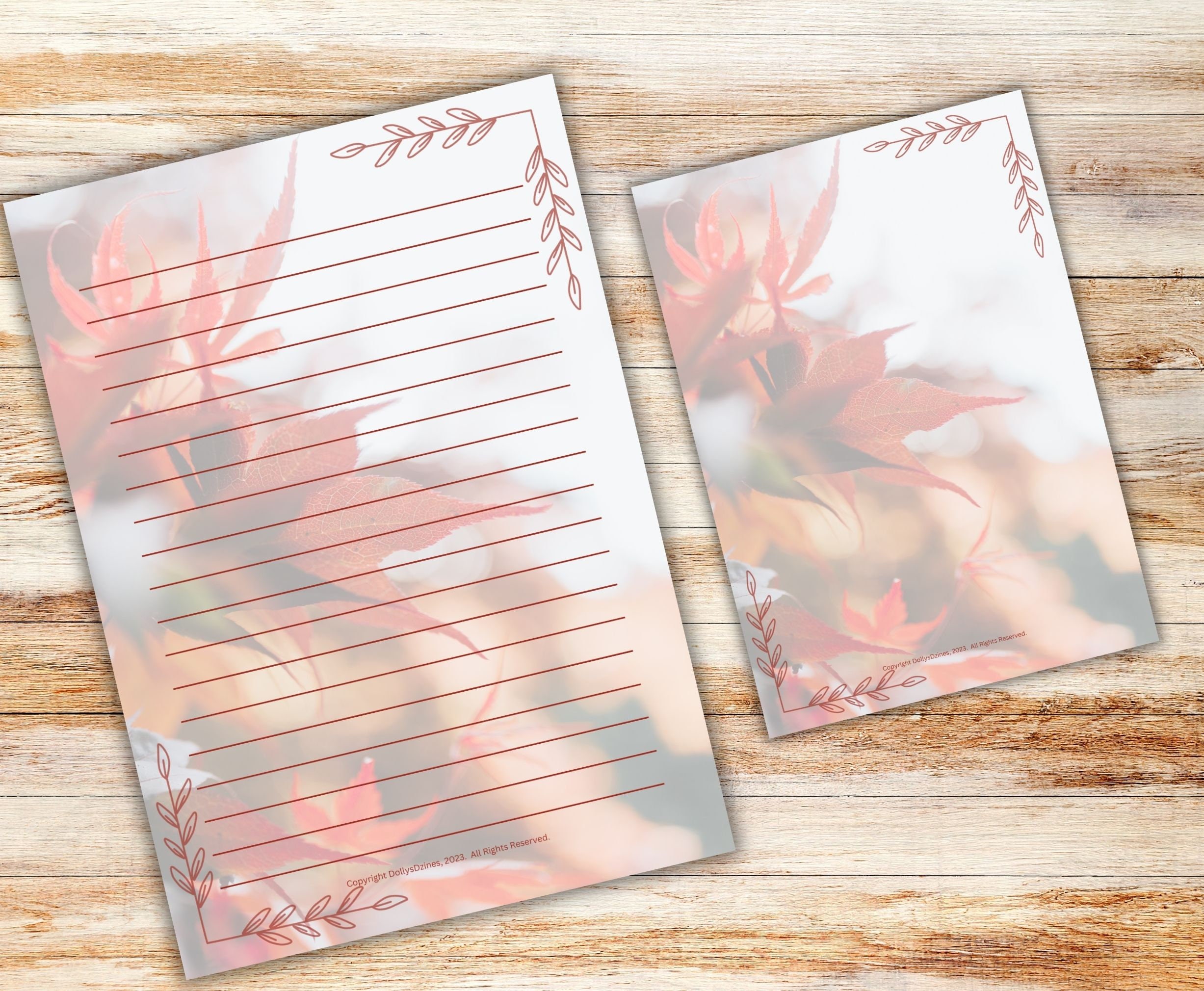 Fall Leaves Printable Stationery Set With Envelope, Writing Paper, US ...
