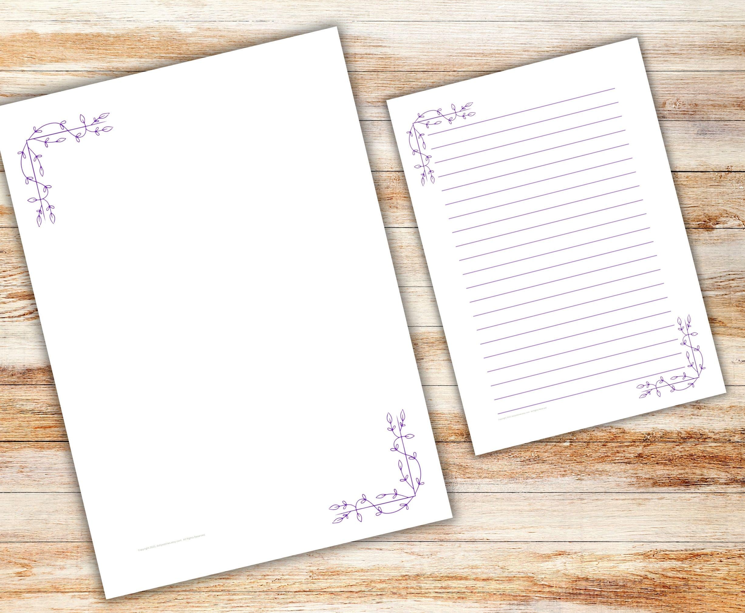 Purple Leaves PRINTABLE Stationery Writing Paper Stationary Letter ...