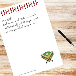 Baseball Printable Stationary Set With Envelope, Writing Paper, US ...