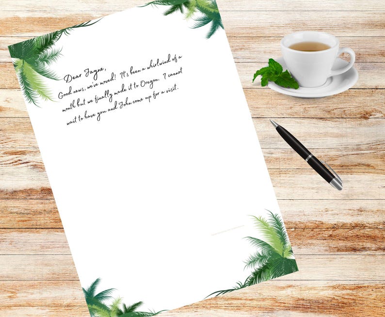 Palm PRINTABLE Stationery Writing Paper Stationary Letter Lined Unlined ...