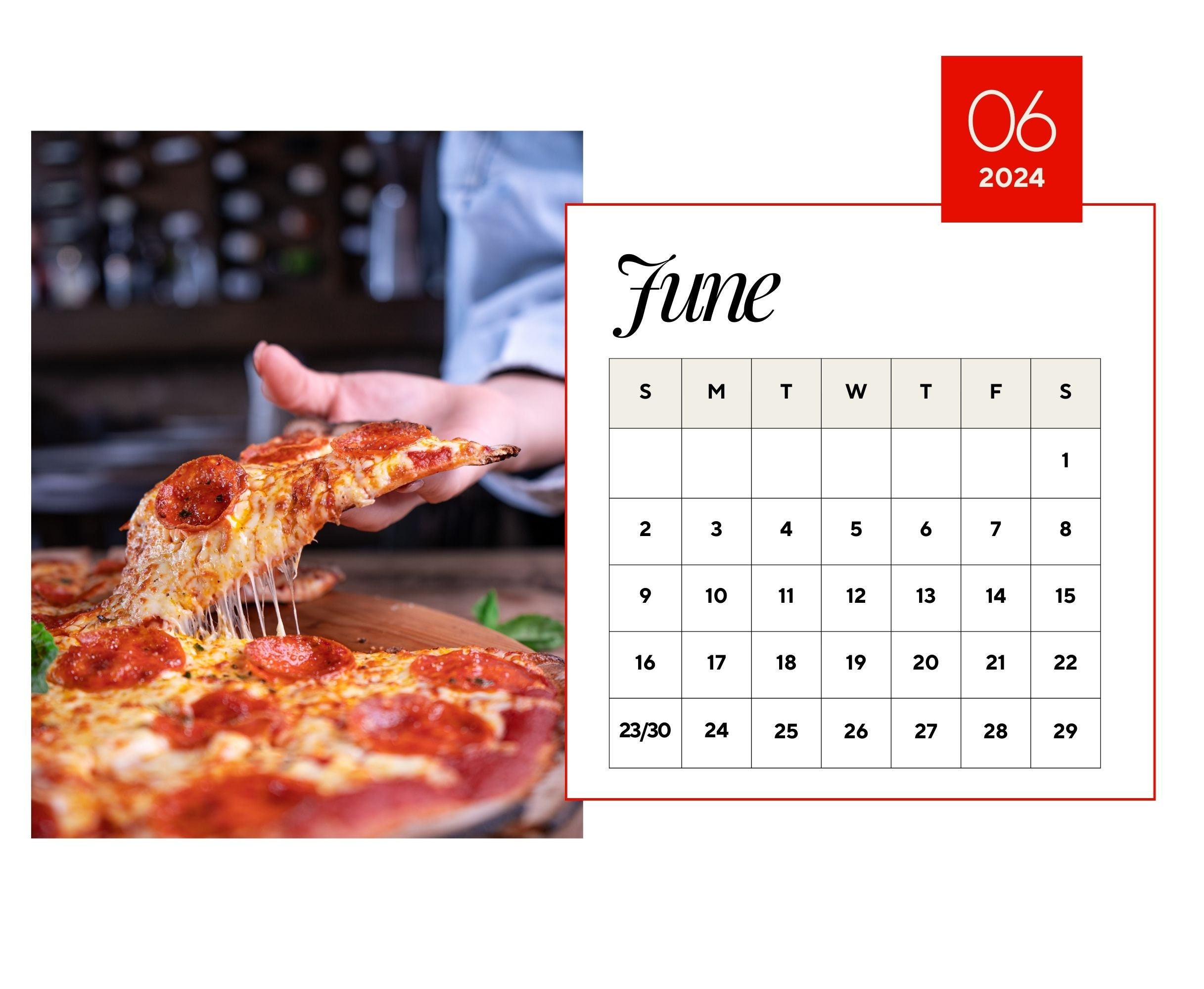 2024 Wall Calendar 2024 Cooking Calendar 2024 Wall Calendar Printable ...