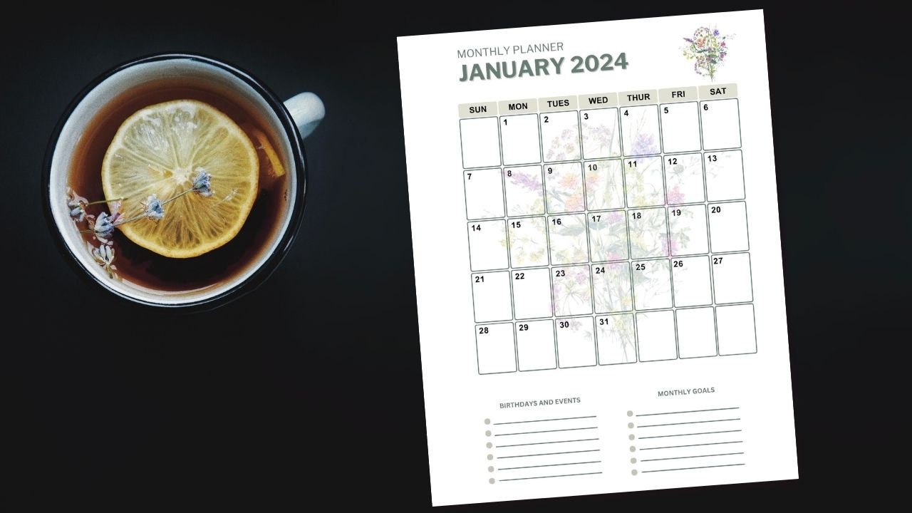 2024 Planner 2024 Calendar 2024 Botanical Planner Botanical Calendar ...