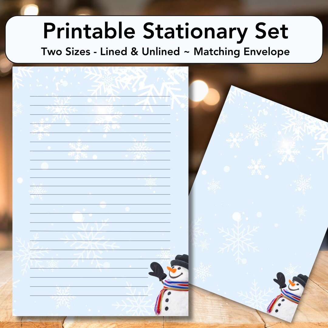 Snowman Stationary Set, Printable, Snowflake, Frosty the Snowman ...