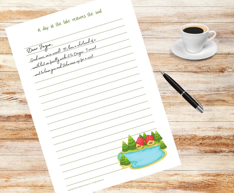 Lake House PRINTABLE Stationery Writing Paper Stationary Letter Writing ...