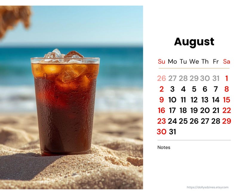 2026 Coffee Calendar PRINTABLE Java Mugs Coffee Bean Wall Calendar Desk Calendar Home Office US ...