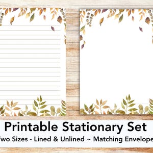 Autumn PRINTABLE Stationery Writing Paper Stationary Letter Lined ...