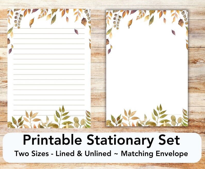 Autumn PRINTABLE Stationery Writing Paper Stationary Letter Lined ...