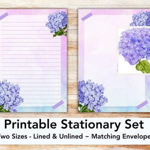 Hydrangea PRINTABLE Stationary Set With Envelope Printable Stationary ...