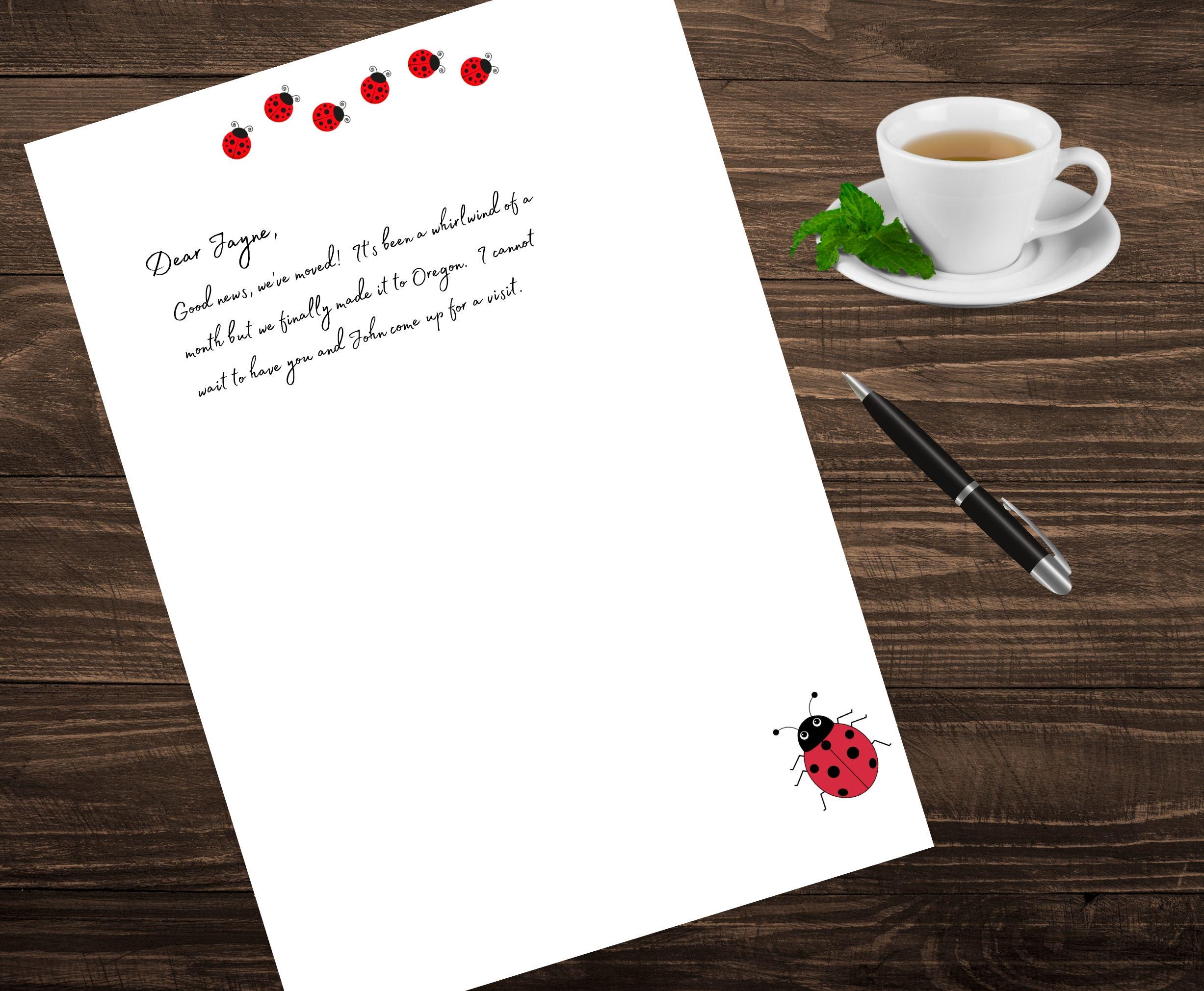 Ladybug Printable Stationary Set With Envelope Printable Stationary ...