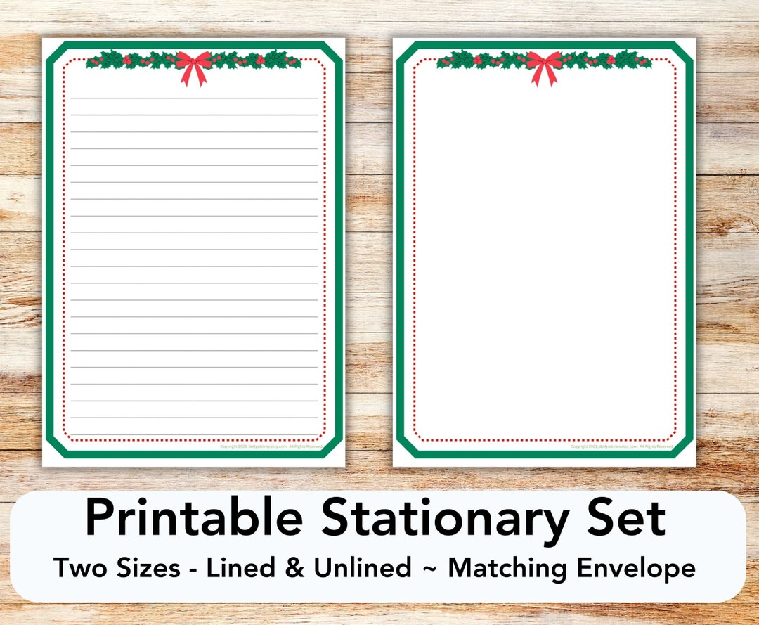 Holly Christmas Stationery, Printable Christmas Stationery, Christmas ...